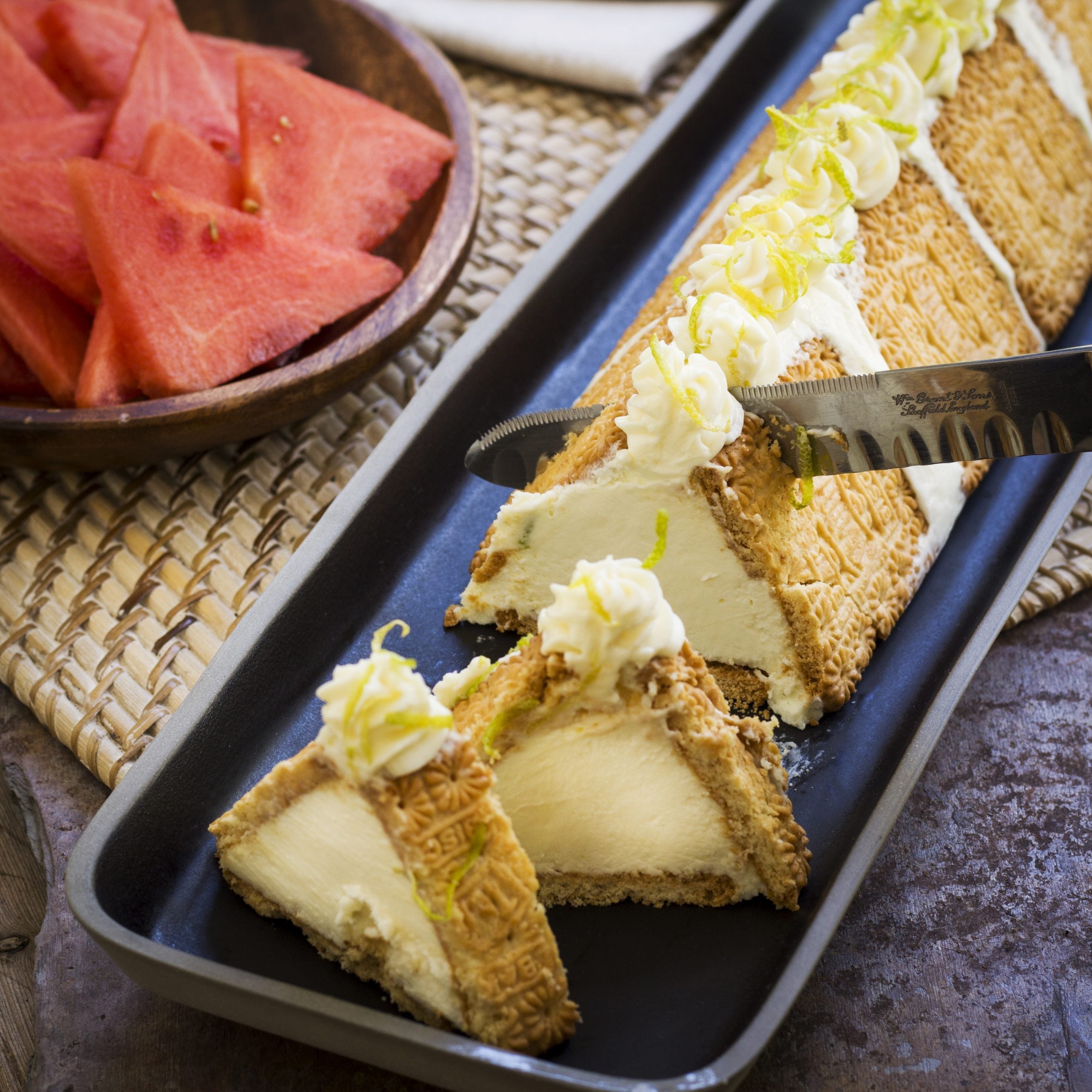 Triangular Lemon Cheesecake Served with Fresh Watermelon – Ina Paarman ...